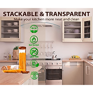 Glass Jars with Acacia Lids – Set of 2 High Borosilicate Glass Containers with Wooden Lids 54oz. Airtight Glass Containers for noodles Cereal Rice Sugar Tea Coffee Beans Stackable Storage Containers