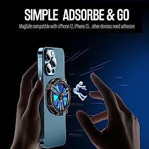 Phone Cooler, Magnetic Phone Cooling Fan for iPhone/Android/Tablet/iPad, iPhone12&13 Series MagSafe Compatible, Dual Cooling Chip Mobile Phone Radiator, Cell Phone Cooler for Gaming, Live Stream, Vlog