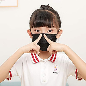 DIOLV Kids Disposable Face Masks Child Protective Cover Mask for Boys Girls 50 Pcs Black