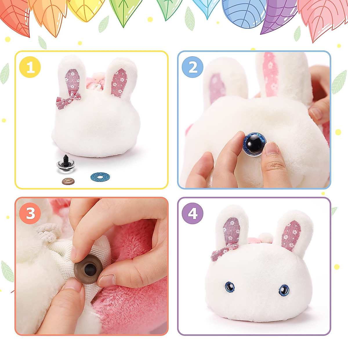 160pcs Large Safety Eyes for Amigurumi Glitter Eye for Stuffed Animals for DIY Dolls Puppets Bear Crafts Animals Amigurumi Making Supplies(Colorful A)