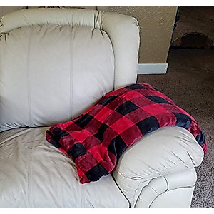 The Big One Throw Blanket, Super Soft Plush Red and Black Buffalo Plaid Pattern Checked Throw for Couch, or Bed Cozy Lightweight Fluffy Oversized 5 x 6 ft, Living Room and Bedroom