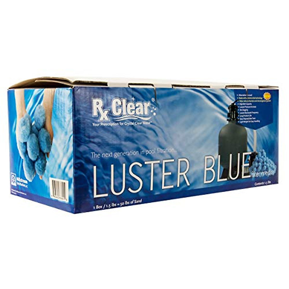 Rx Clear Blue Luster Filter Media for Swimming Pool Sand Filters | Alternative to Sand and Filter Glass | Specialty Technology Helps Keep Pools Clean | Lasts for Several Seasons | Individual Pack