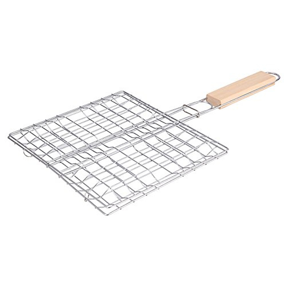 ISKYBOB Portable Barbecue Grilling Basket BBQ Net with Wooden Handle
