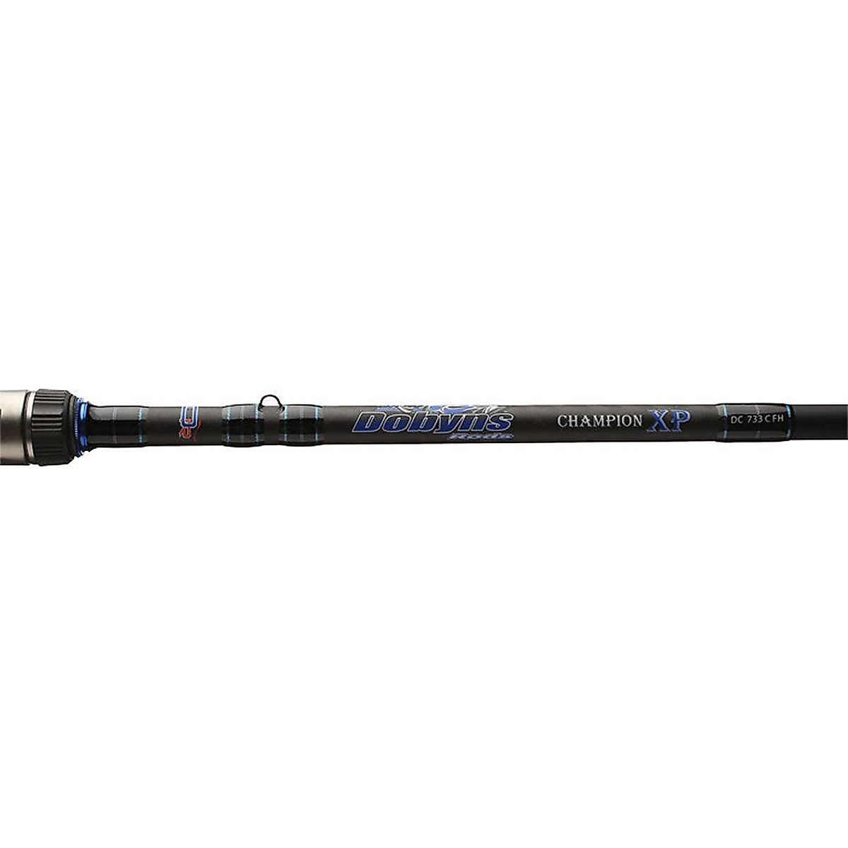 Dobyns Rods Champion XP Series 7’3” Casting Bass Fishing Rod DC733CFH Med-Heavy Fast Action | Modulus Graphite Blank w/Kevlar Wrapping | Fuji Reel Seat | Baitcasting | Line 10-17lb Lure ¼ -¾ oz, Black/Blue