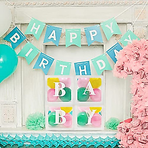 Baby Shower Boxes Party Decorations,Clear Baby Balloon Boxes,White Transparent Balloon Box with 30 Letters(A-Z+Baby) for Gender Reveal Party,Birthday Party,Wedding