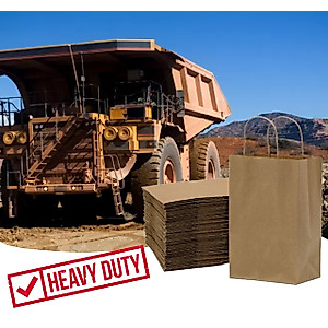 Premium 10x5x13 Paper Bags with Handles - Pack of 100, Kraft Paper Bags Ideal for Shopping, Wedding, Business, Retail, Craft, Gifts & More - Durable, 100% Recyclable Brown Quality Bags