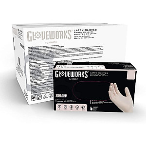 GLOVEWORKS Industrial Ivory Latex Gloves, Case of 1000, 4 Mil, Size Large, Powder Free, Textured, Disposable, TLF46100