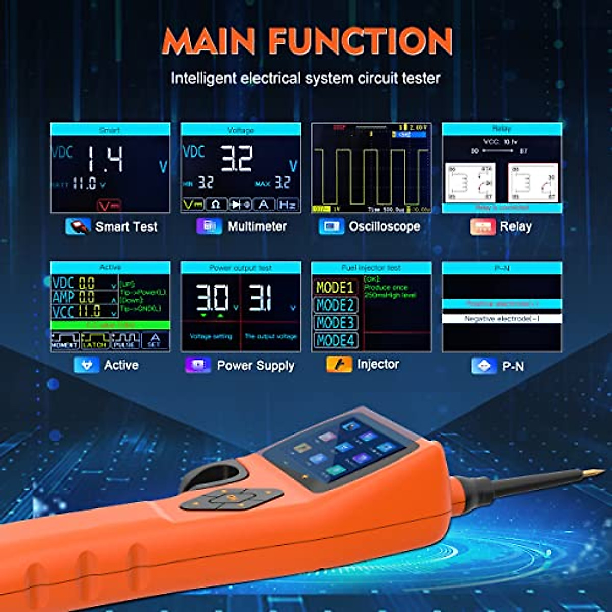 Power Circuit Probe Tester 9-30V Car Circuit Tester, Component Activation Electrical Tester, Relay Tester, Multimeter Circuit Breaker Finder, Injector Tester, with 20FT Test Cable LED and Test Light