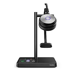 Yealink WH62 Wireless DECT Mono Headset Teams Certified, Wireless Headphones with Noise Canceling Microphone for PC Computer Laptop Mac, Office Desk Phone Softphones VoIP Telephones
