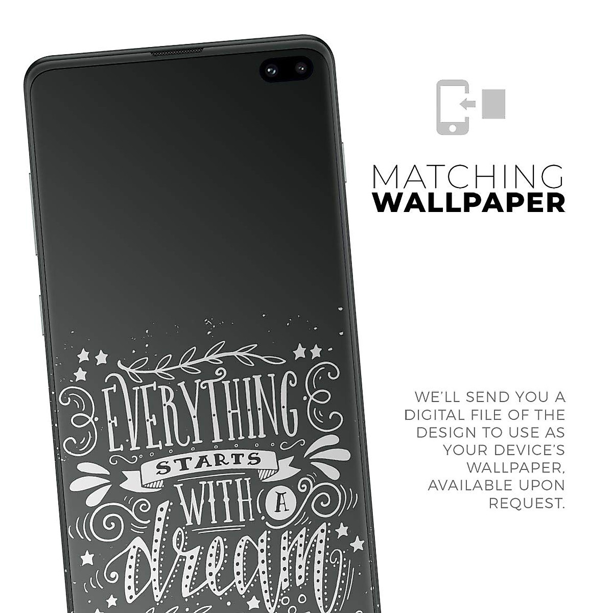 DesignSkinz Everything Starts with a Dream Protective Vinyl Decal Wrap Skin Cover Compatible with The Samsung Galaxy S20 (Screen Trim & Back Glass Skin)