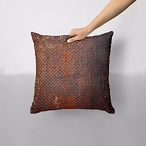 iiRov Rusty Diamond Plate Texture - Custom Decorative Home Decor Indoor or Outdoor Throw Pillow Cover Plus Cushion Set for Sofa, Bed or Couch (Pillow CASE Cover Plus Cushion)