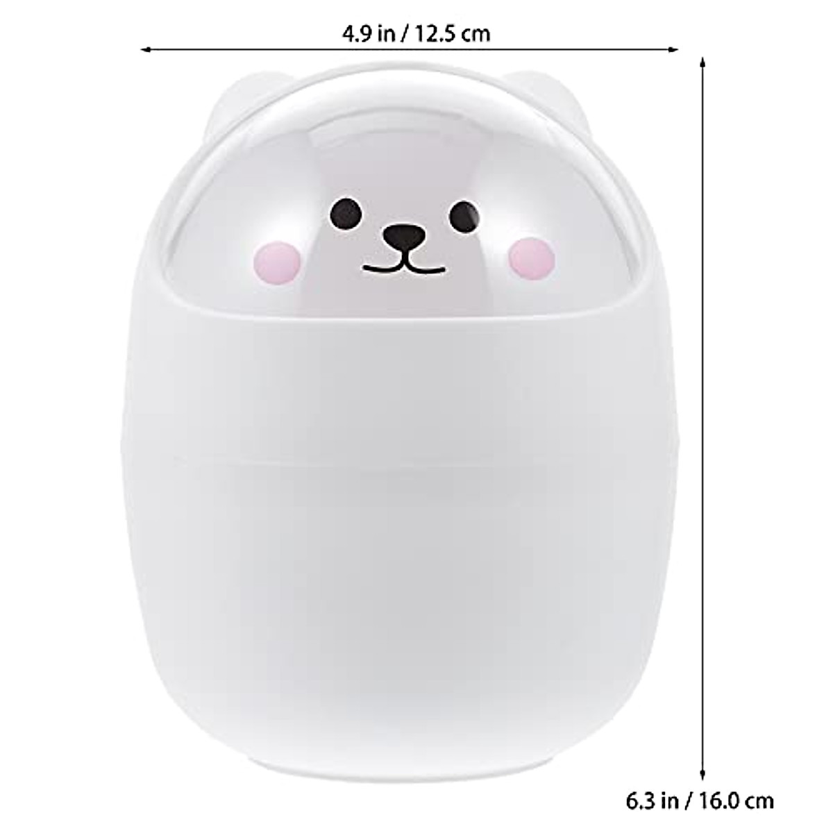 LIFKOME Desk Trash Cute Mini Desktop Trash Can with Swing Lid Small Desktop Waste Garbage Bin for Tabletop or Coffee Table Plastic Trash Can Shake Cover Garbage Can (White) Mini Waste Bucket
