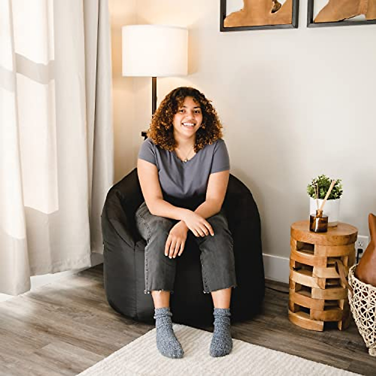 Big Joe Milano Bean Bag Chair, Black Smartmax, Durable Polyester Nylon Blend, 2.5 feet