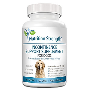 Nutrition Strength Dog Incontinence Support, Supplement for Dog Bladder Health, Organic Support for Dogs Leaking Urine, Promotes Dog Bladder Control, 120 Chewable Tablets