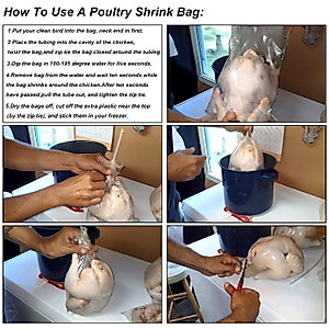 Poultry Shrink Bags 13"x18" 50Pack Clear Poultry Heat Shrink Wrap BPA Free Freezer with 50 Zip Ties,50PCS Freezer Labels and a Silicone Straw for Chickens,Rabbits