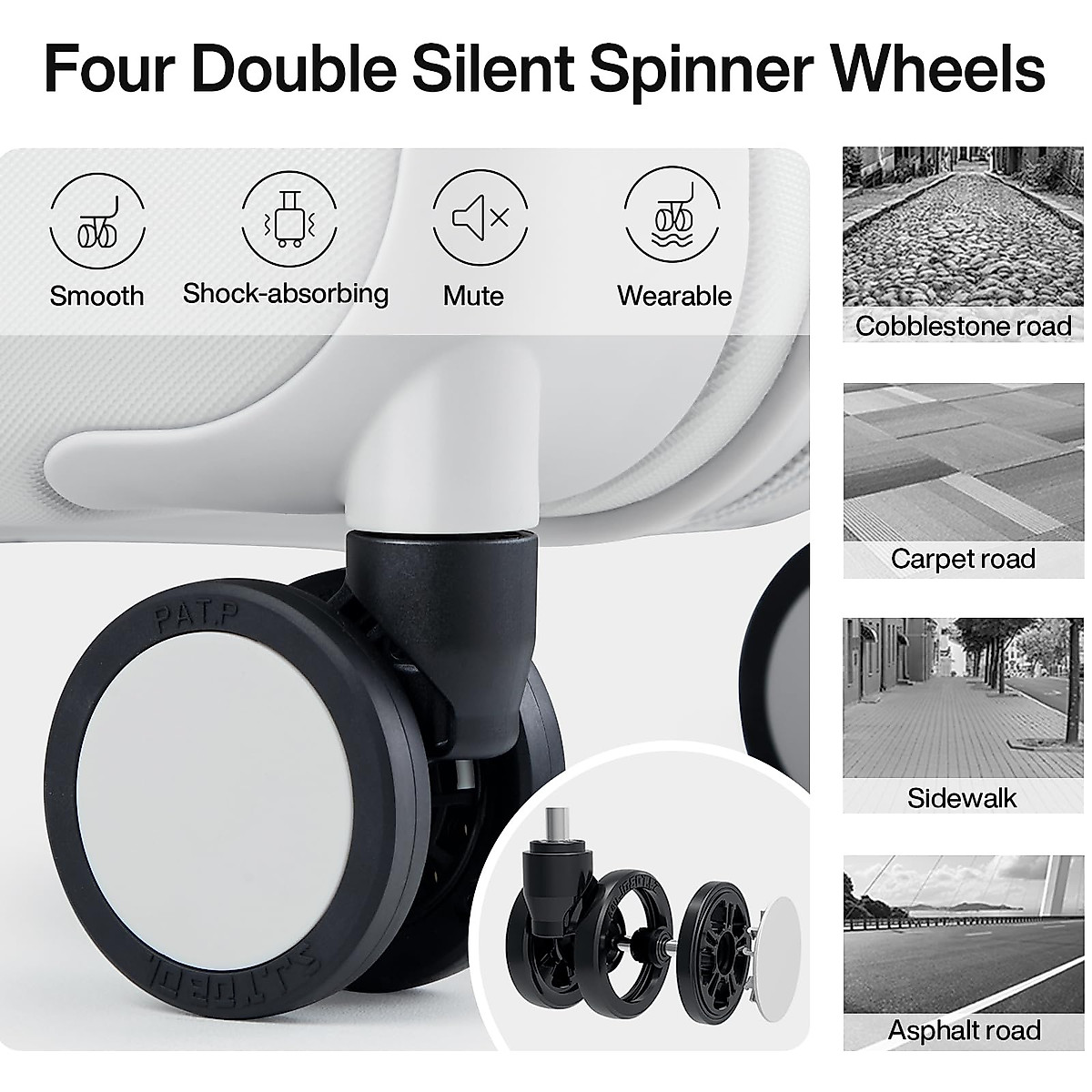 Hanke 26 Inch Luggage Large Suitcase With Spinner Wheels Tsa Luggage Suitcases Hard Case Luggage For Women & Men Rolling Checked Luggage(Smoke White)