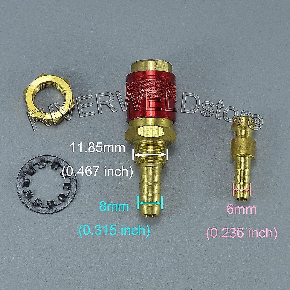 RIVERWELD Argon Quick Connect Fittings Hose Connector For PTA DB SR WP 9 17 18 26 TIG Welding Torch 2set