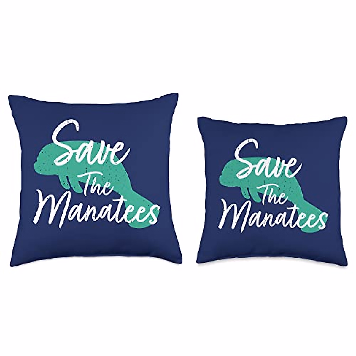 Manatee Gifts Sea Animal Lovers Save The Manatees Throw Pillow, 16x16, Multicolor