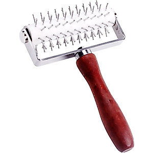 Generic New Dough Docker Spike Roller Wheel Bread Pie Pizza Pasta Pastry Holes Maker,Stainless Steel