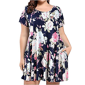Bravetoshop Women’s Summer Plus Size Short Sleeve Casual T Shirt Dress Tie Dye Print Loose Tunic Dresses (Multicolor-H,XXXXL)