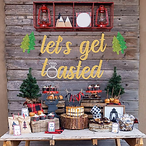 Sursurprise Camping Bachelorette Party Decorations, Let’s Get Toasted Banner for Cabin Mountain Bridal Shower Engagement Wedding