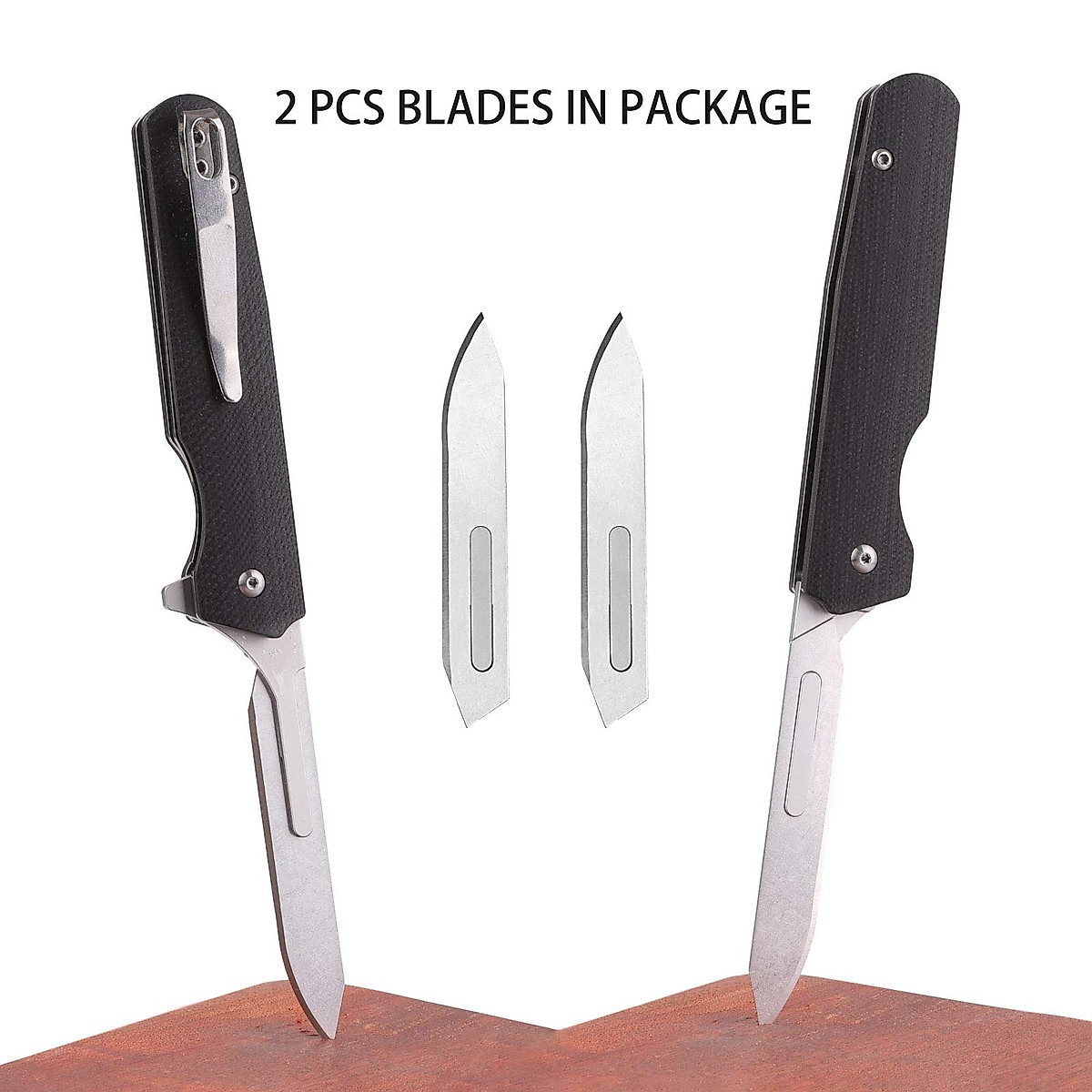 Samior S085 Compact Flipper Scalpel Folding Pocket Knife with 5pcs 440C #60 Replaceable Blade, 3.64" G10 Handle with Liner Lock, Utility EDC Keychain Knives, 1.8oz