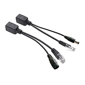 Passive PoE Injector and PoE Splitter Kit with 5.5x2.1 mm DC Power Adaptor Connector for Network Digital Signal（1 Pair-Black