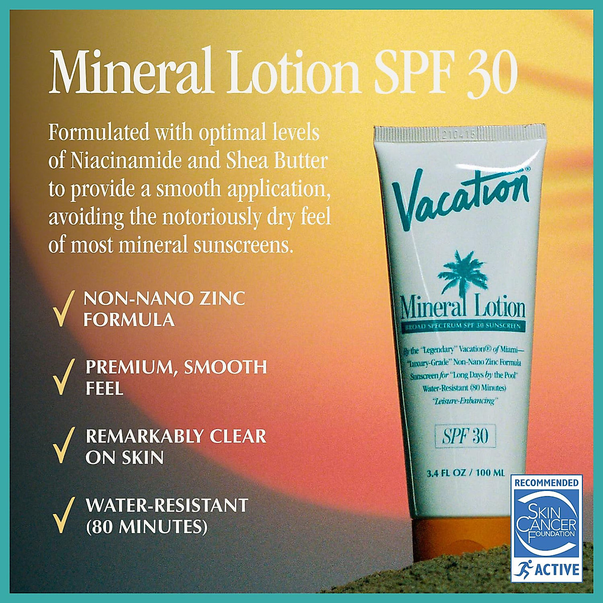 Vacation Mineral Lotion Sunscreen SPF 30 & Air Freshener Bundle, Non-Nano Zinc Oxide Formula, No White Cast, Water-Resistant, Dermatologist-Tested, Vegan, Travel Size, 3.4 Fl. Oz.