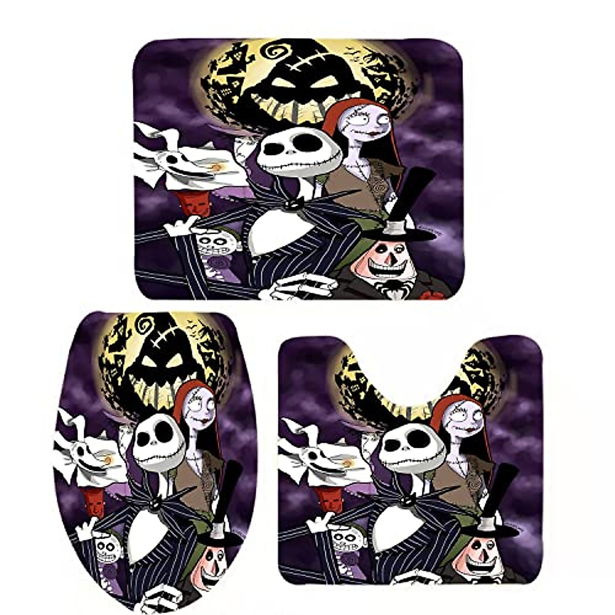 DDS-DUDES 4Pcs Nightmare Before Christmas Zombie Bride Jack Shower Curtain Sets Kids Bathroom Halloween Christmas Decor with 12 Curtain Hooks for Bathroom, Waterproof 71 x 71 inch (D00041)