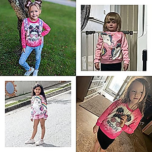 PATPAT Kid Girl's Outfits Cartoon Tie Dyed/Leopard Print Pullover Sweatshirt Long Sleeve Shirt, Hot Pink, 7-8 Years