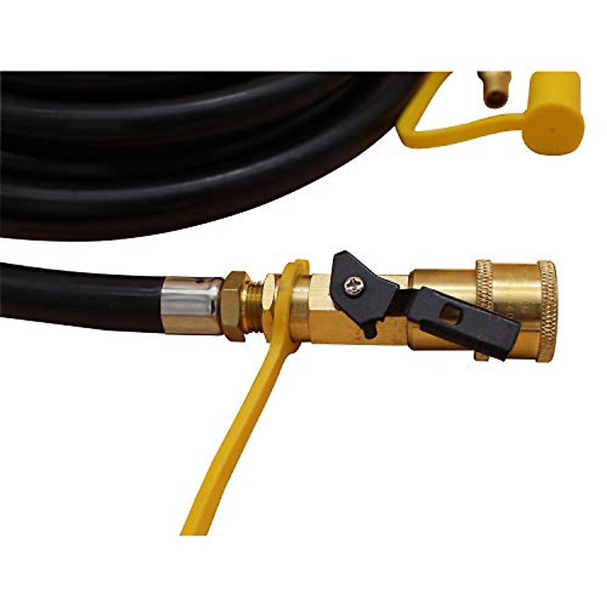 MENSI 12 Feet Propane Quick Connect Hose- 1/4” Female Socket with Safety Shutoff Valve & 1/4 Male Full Flow Plug for RV
