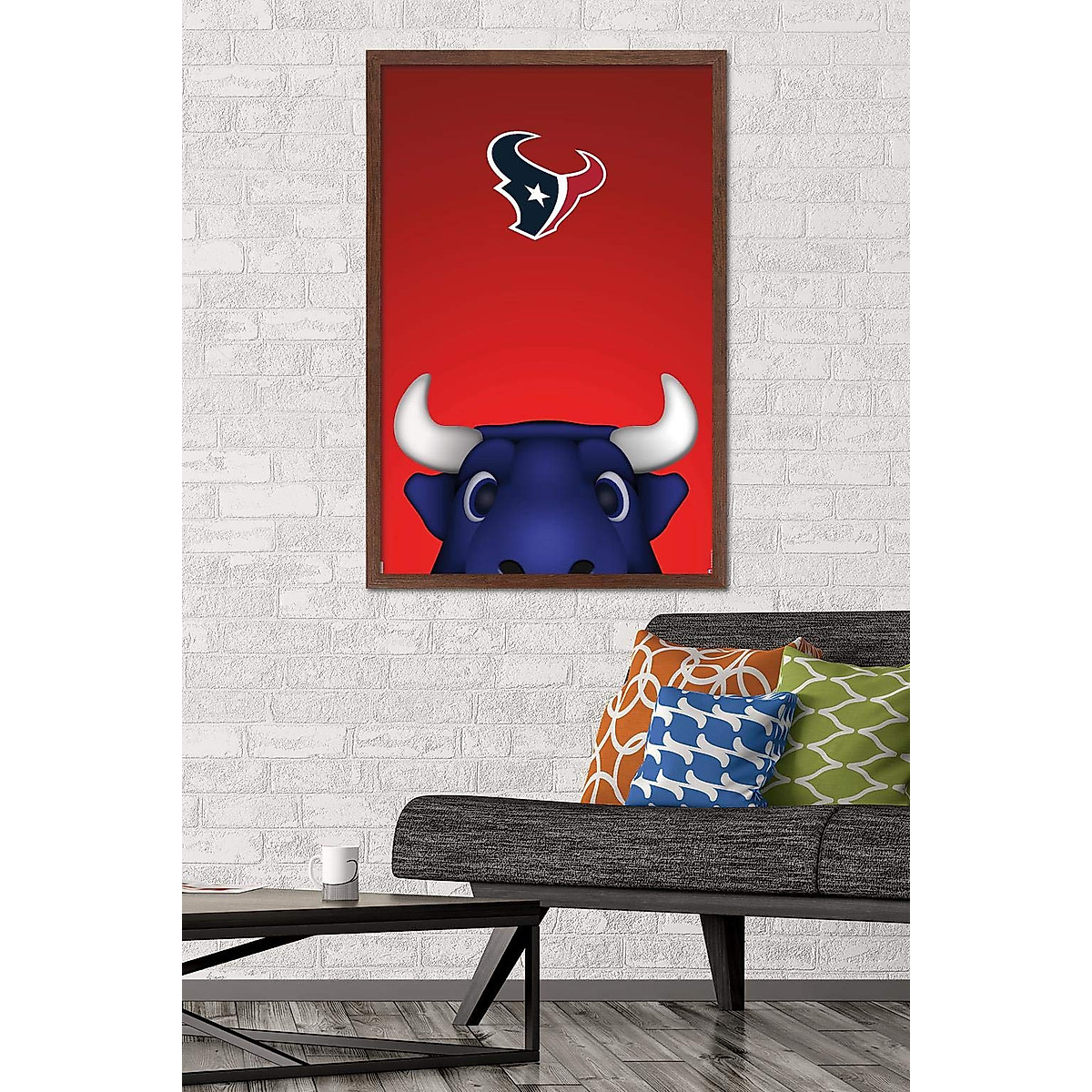 Trends International NFL Houston Texans - S. Preston Mascot Toro 20 Wall Poster, 22.375" x 34", Mahogany Framed Version