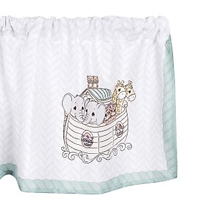 EVERYDAY KIDS Precious Moments Noah’s Ark Window Valance for Toddler and Baby Boys Animal Image of Giraffes, Tigers and Elephants on The Ark with Blue Border - 60x15” Window Décor for Children