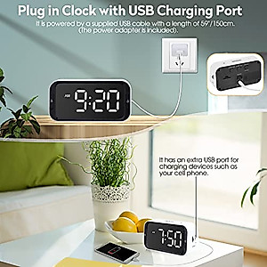 AIMILAR LED Digital Alarm Clock for Bedroom Dual Alarm Clocks with Snooze for Heavy Sleepers Adults Kids with USB Port for Charging 10~100dB Adjustable Volume and 0~100% Dimmer Level