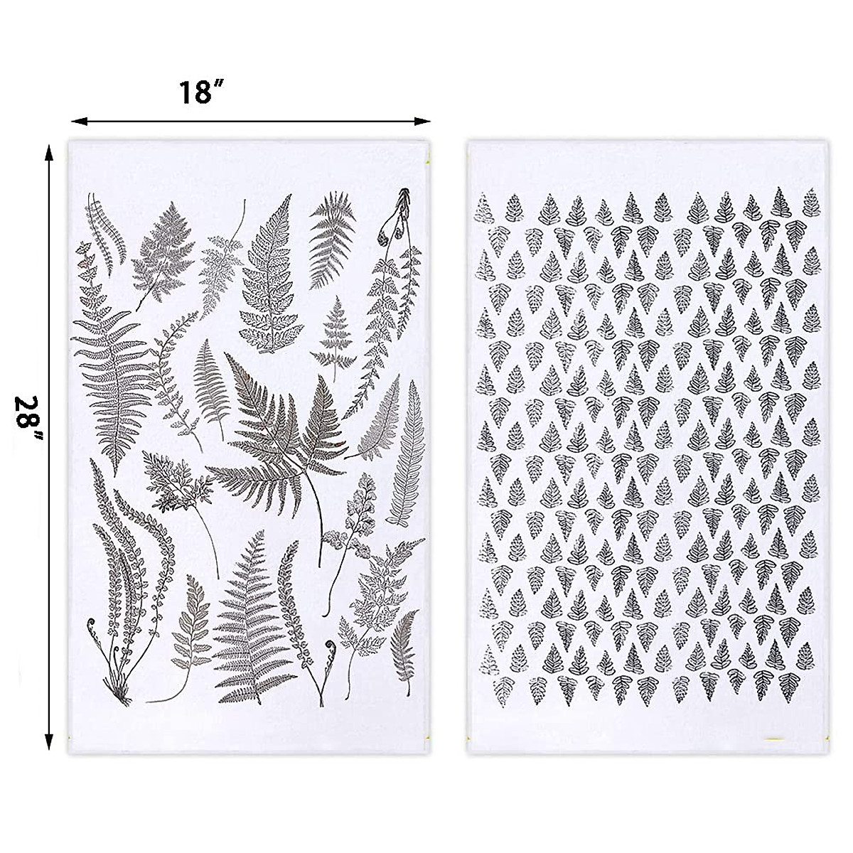 Fern Fronds Pattern Kitchen Dish Towel 18 x 28 Inch, Seasonal Spring Summer Botanical Tea Towels Dish Cloth for Cooking Baking Set of 2