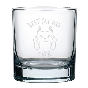 Veracco Beat Cat Dad Ever Whiskey Glass Funny Birthday Gifts Fathers Day Birthday Gifts For New Dad Daddy Stepdad (Clear, Glass)