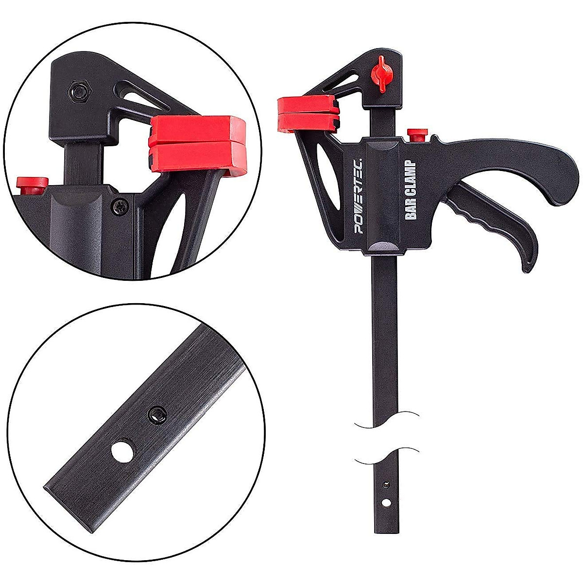 POWERTEC 71596 24 Inch Bar Clamps with Spreader, Trigger Clamps for Woodworking, One-Handed Carpenter Quick Clamp Sets for Gluing, Wood Clamps for Woodworking Tools, 2 pack