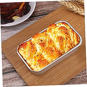 PACKOVE 2pcs Square Cake Mold Mini Oven Stainless Steel Roasting Pan Spring Stencils Long Loaf Pan Banana Bread Tins Loaf Baking Pan Durable Cake Mold Practical Mold Rectangular Burger Pan