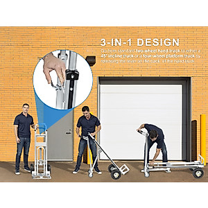 Vergo Industrial AS7A2 Aluminum Convertible Hand Truck Dolly Cart with Loop Handle 700 lbs Capacity (3 Positions, 53" High)