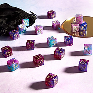 Sumind 48 Pieces MTG Dice Counters Token Dice Compatible with Magic The Gathering Dice Glitter D6 Dice Cube Loyalty Counter Dice Compatible with MTG, CCG, Card Gaming Accessory (Trendy Style)