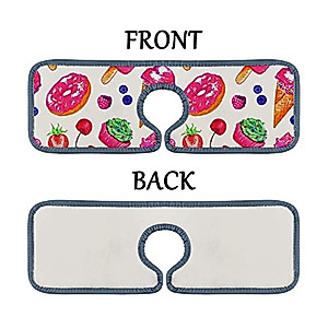 Kitchen Faucet Absorbent Mat 2 Pieces Ice Cream Fruits Faucet Sink Splash Guard Bathroom Counter and RV,Faucet Counter Sink Water Stains Preventer