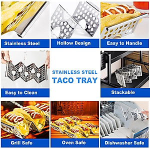 QKENDY Taco Holders Set of 6, Stainless Steel Taco Holder Stand, Stylish Taco Shell Holders, Each Metal Taco Stands for 3 Tacos, Taco Rack Taco Serving Tray Oven, Grill and Dishwasher Safe