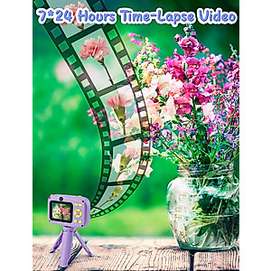 MIIULODI Kids Camera, Christmas Birthday Gift for Kids 3-12 Year Old Girl Boy 2.4 Inch Time-Lapse Video Record Scientific Children Digital Cameras Toddler Night Light Toys for 4 5 6 7 8 Year Old