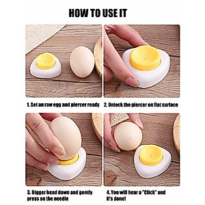 Jawbush Magnetic Egg Piercer for Raw Eggs, Egg Hole Poker Puncher with Magnetic Base & Safety Lock to Get Good Hard Boiled Eggs, Easy Egg Peeler Shell Remover with Retractable Pin