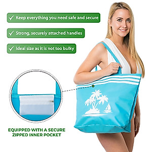 AIREE FAIREE Beach Bag - Beach Bags for Women - Large Waterproof Beach Bag with Zipper and Internal Zipped Pockets - Cute Design