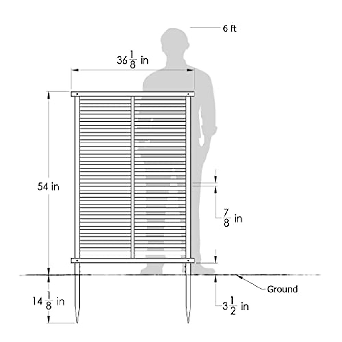 Enclo Privacy Screens EC18013 4.5ft H x 3ft W Alpine Outdoor Privacy Fence Panel Screen No Dig WoodTek Vinyl Kit (2 Panels), Charcoal