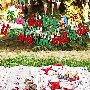 July Christmas Party Decorations, Baby Its Warm Outside Banner,Hawaii Mele Kalikimaka Christmas Decorations, Tropical Summer Christmas Banner Decorations
