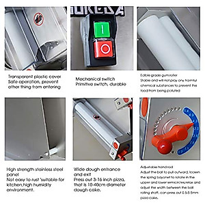 Commercial Dough Roller Sheeter,370W Automatic Pizza Dough Roller Sheeter Machine,Electric Pizza Dough Roller Machine,Pizza Pastry Forming Machine for Noodle Pizza Bread, Thickness 0.5-5.5mm (40c