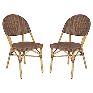 SAFAVIEH Home Collection Barrow Indoor/Outdoor, Set of 2, Brown Stacking Side Chair, 0