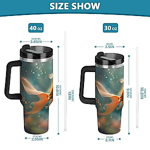 FRCSDIY Beautiful Goldfish Insulated Tumbler with Handle and Straw Lid,40oz Leakproof Stainless Steel Cup BPA-Free Water Bottle